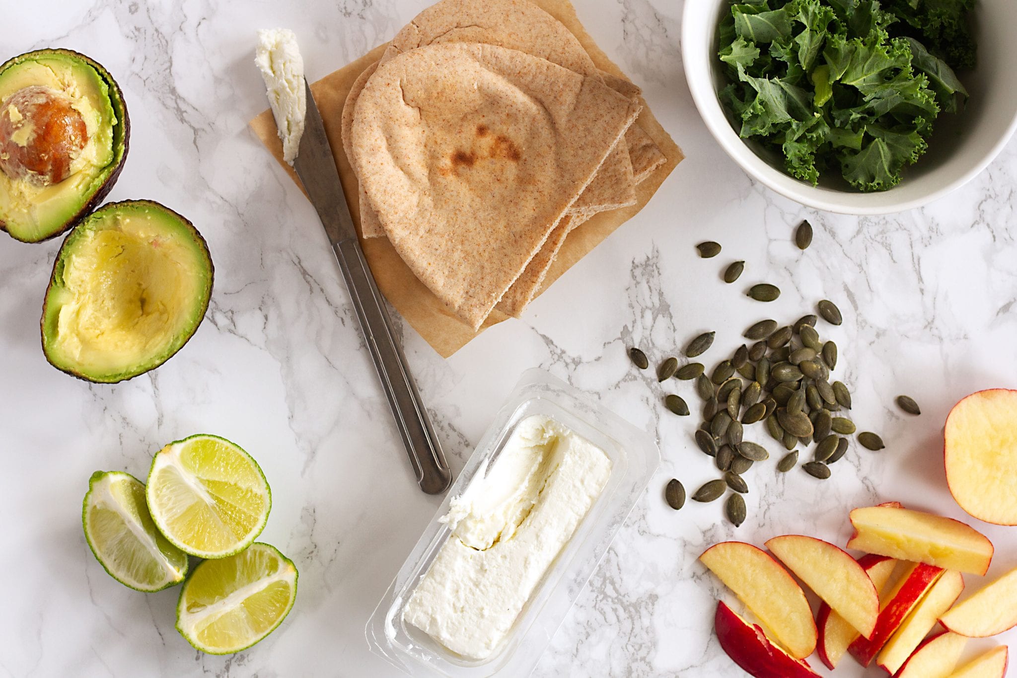 Kale, avocado and apple pitta - easy lunch box ideas