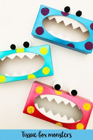 Tissue box monster, growling fun | Fun Kids Crafts | Mas & Pas