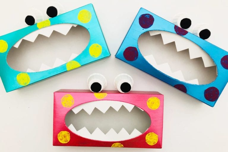 Tissue box monster, growling fun | Fun Kids Crafts | Mas & Pas