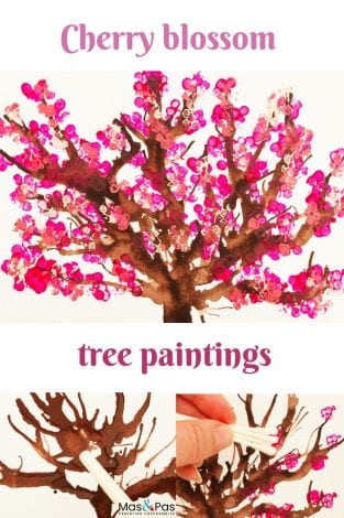Spring blossom cotton bud tree paintings | Arts & Crafts | Mas & Pas