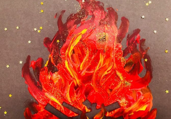 Easy bonfire finger paintings | Arts & Crafts | Mas & Pas