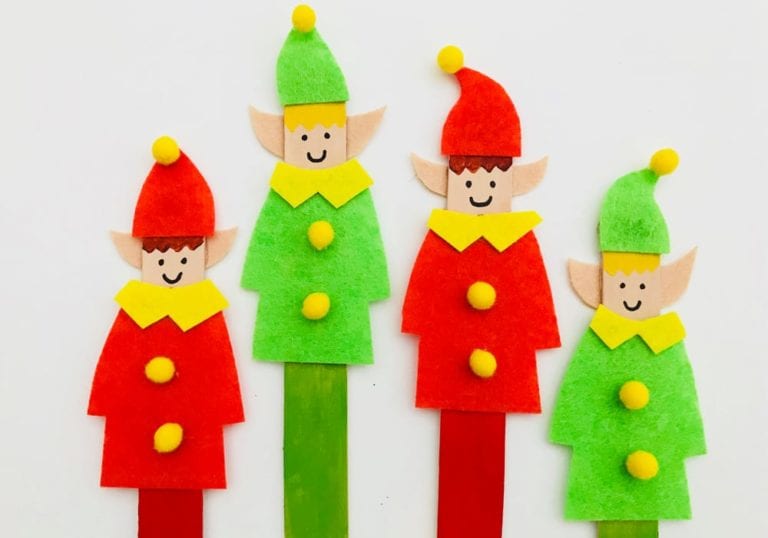 Popsicle stick elf craft | Kids Crafts | Mas & Pas