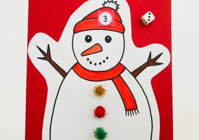 Snowman numbers game (with FREE printable snowman) | Learning Fun