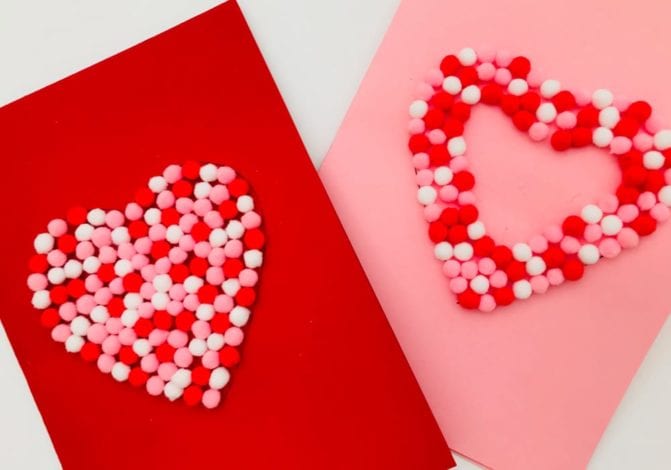 3D Valentines day pom pom card | Kids Crafts | Mas & Pas