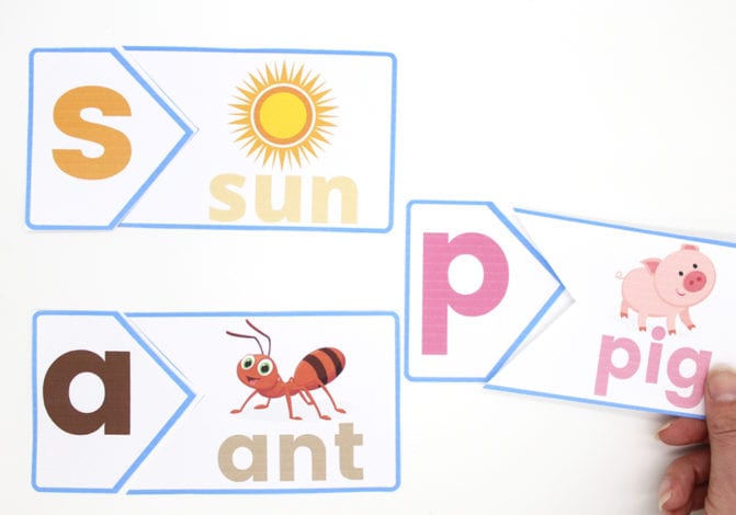 First Letters Phonics Puzzle with Free Printable | Mas & Pas